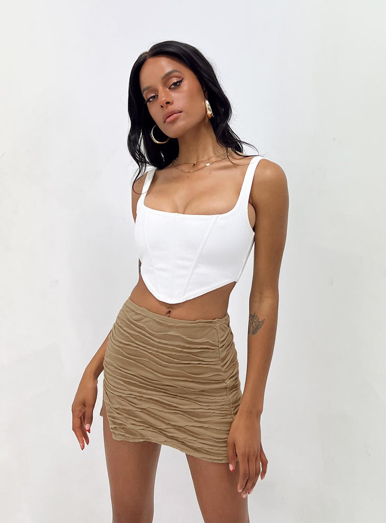 Cecile Mini Skirt Beige | Princess Polly AU