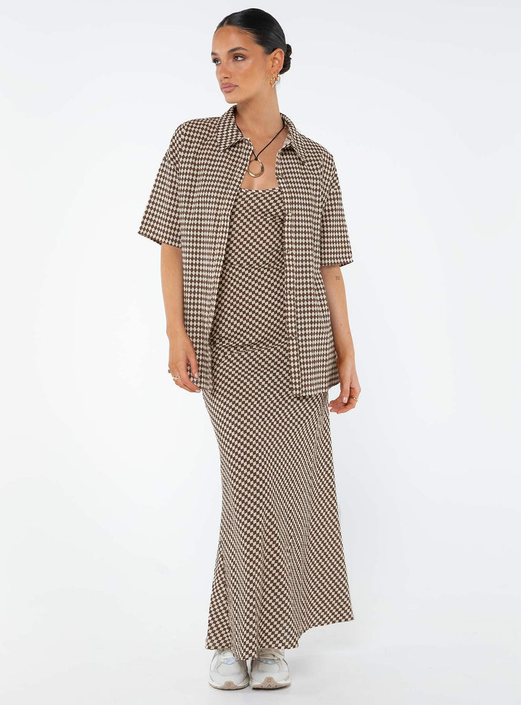 Otillie Maxi Set Brown / White | Princess Polly