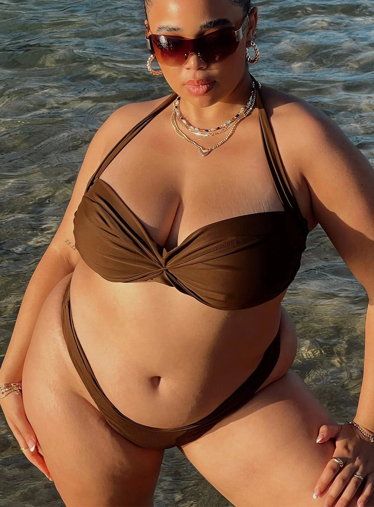 Olivia Bikini Bottoms Brown Curve | Princess Polly AU