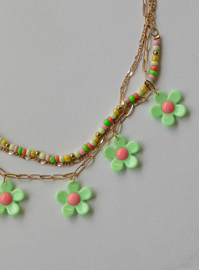 Mildara Flower Necklace Gold / Green | Princess Polly AU