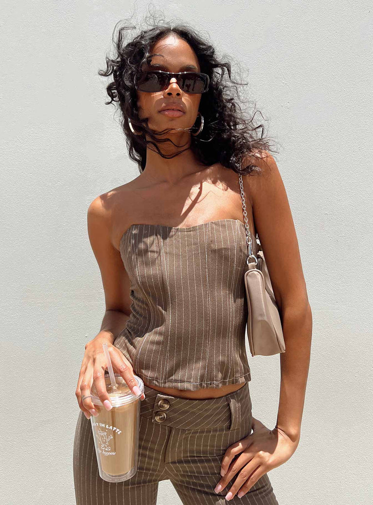 Kyana Corset Pinstripe Brown