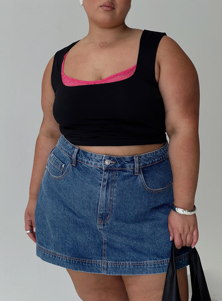 Back In Time Top Black / Pink Lace Curve | Princess Polly