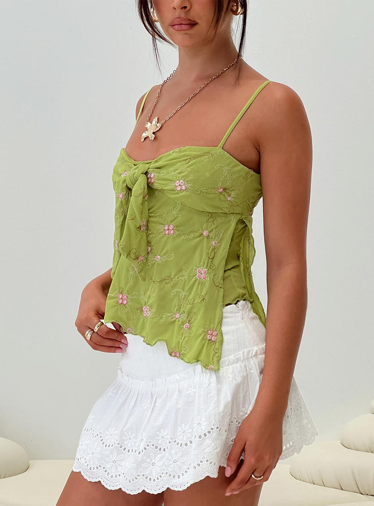 Paislie Mesh Top Sage Green | Princess Polly AU