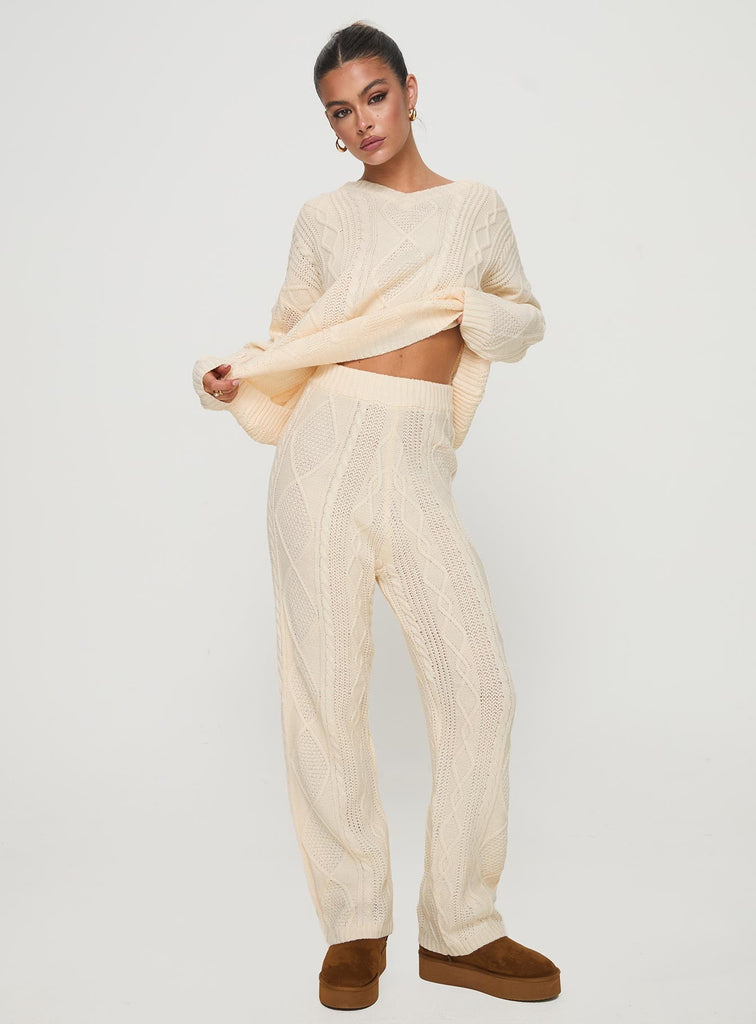 Homey Cable Knit Pants Cream | Princess Polly AU