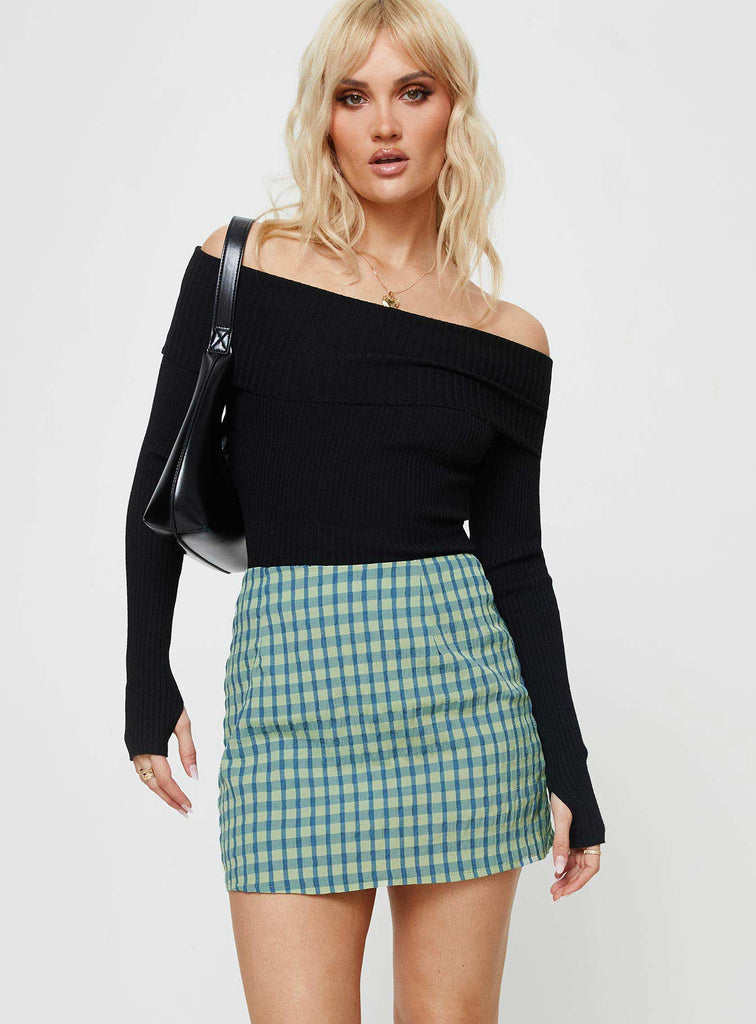 Selby Gingham Mini Skirt Blue / Green | Princess Polly AU
