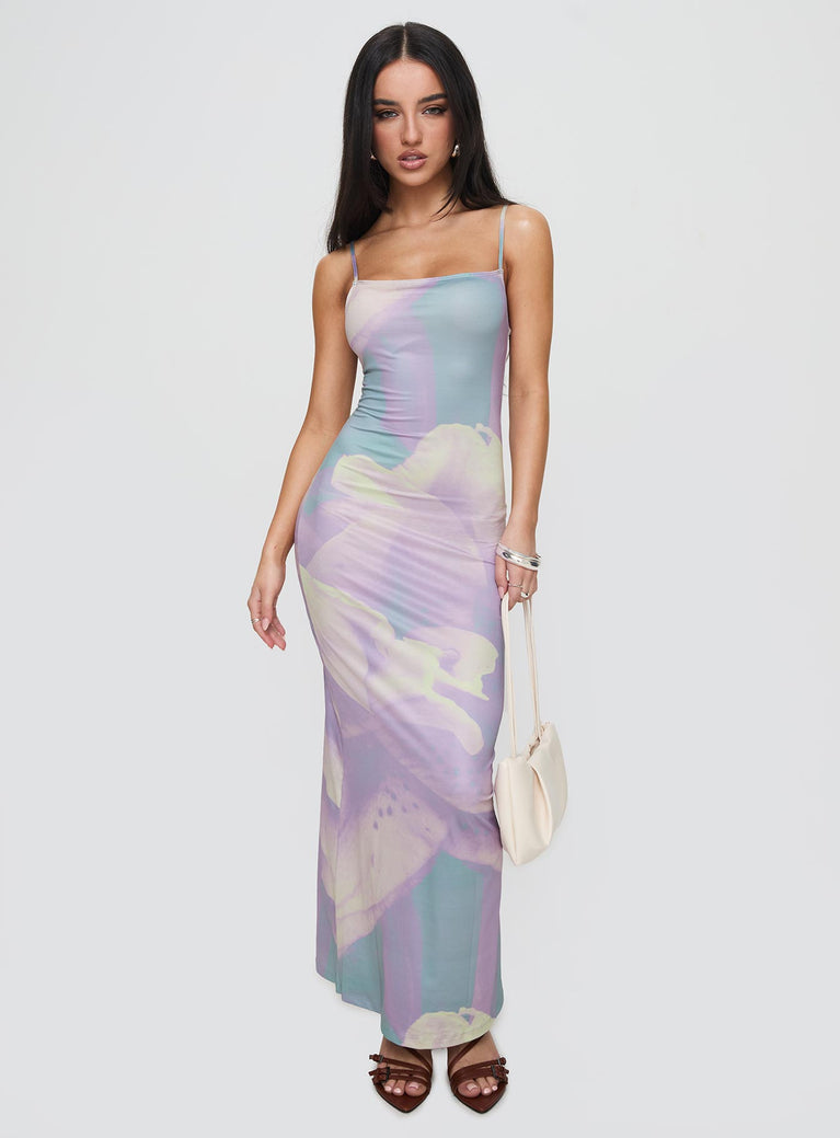 Norila Maxi Dress Slinky Orchid Petals Lilac | Princess Polly AU