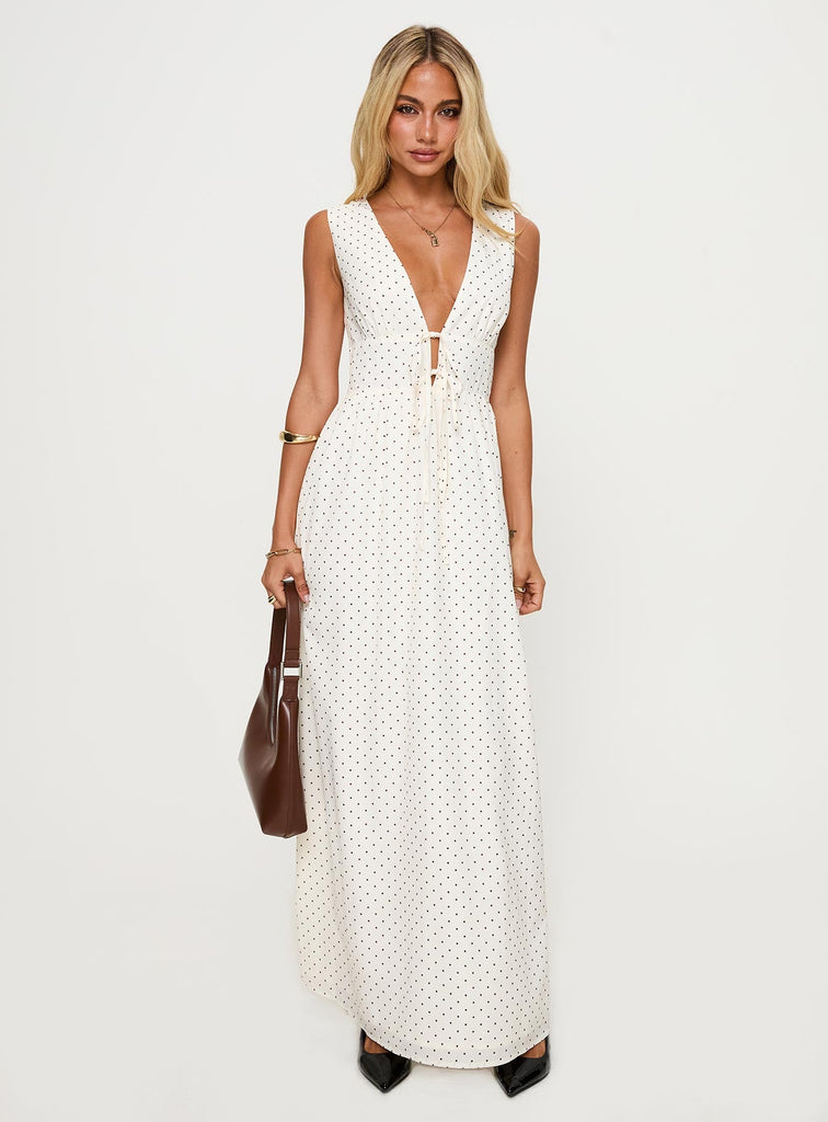 Pokey Maxi Dress Cream / Polka Dot | Princess Polly AU