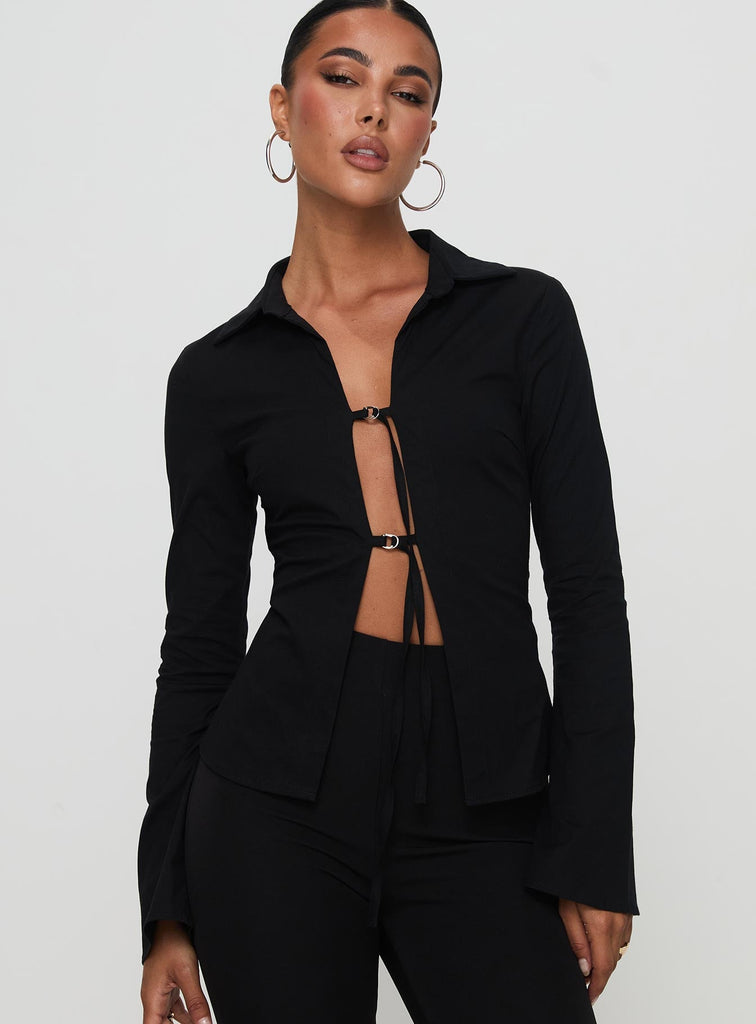 Nataline Long Sleeve Top Black | Princess Polly AU