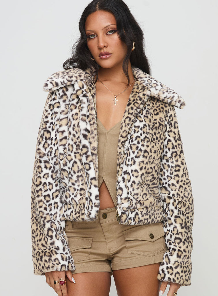 Popstar Jacket Cream Cheetah | Princess Polly AU