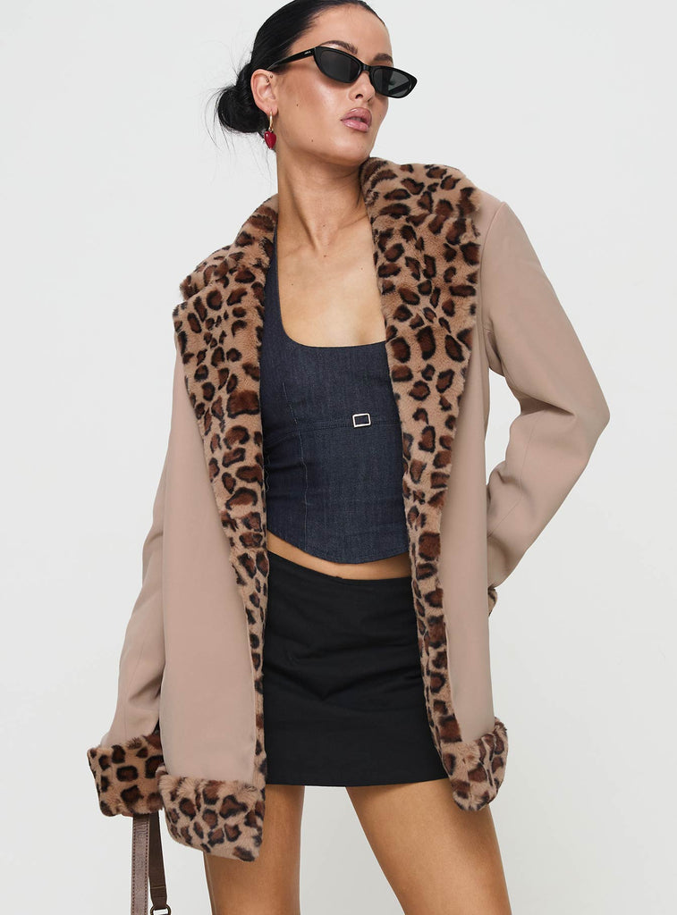 Imara Trim Jacket Leopard | Princess Polly