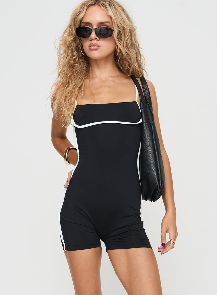 Maidenwell Contrast Playsuit Black | Princess Polly AU