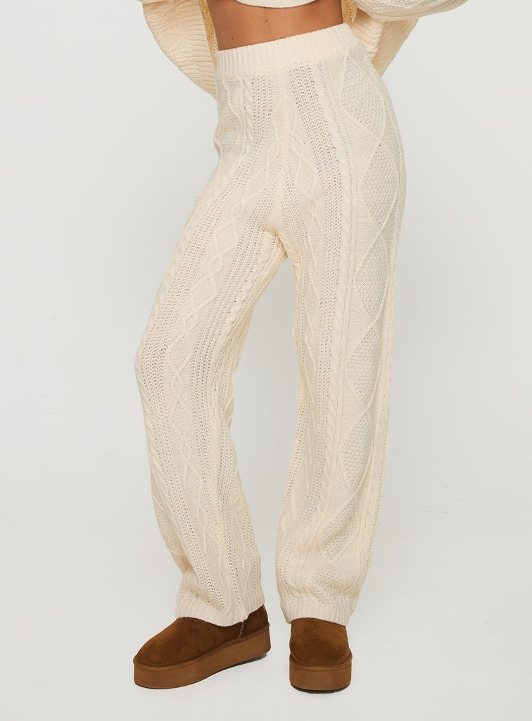 Homey Cable Knit Pants Cream | Princess Polly AU