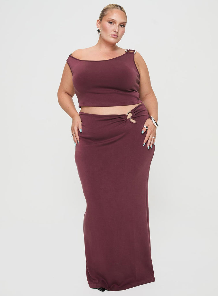 Whiley Maxi Skirt Mauve Curve | Princess Polly