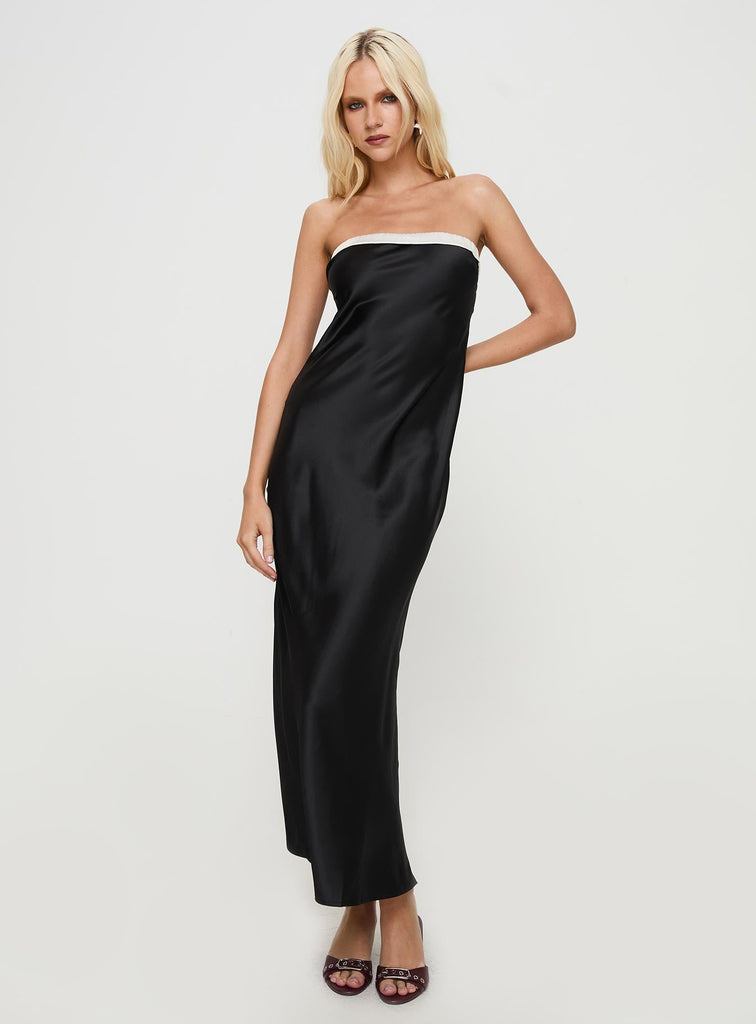 Phillipa Strapless Maxi Dress Black | Princess Polly