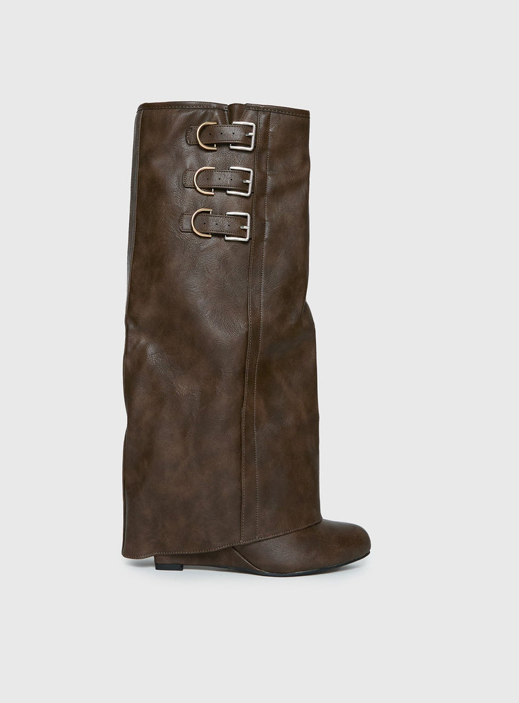 Ritz Knee High Boots Brown | Princess Polly AU
