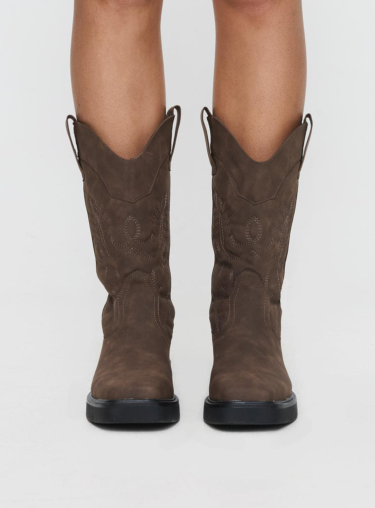 Therapy Envy Cowboy Boots Stone | Princess Polly