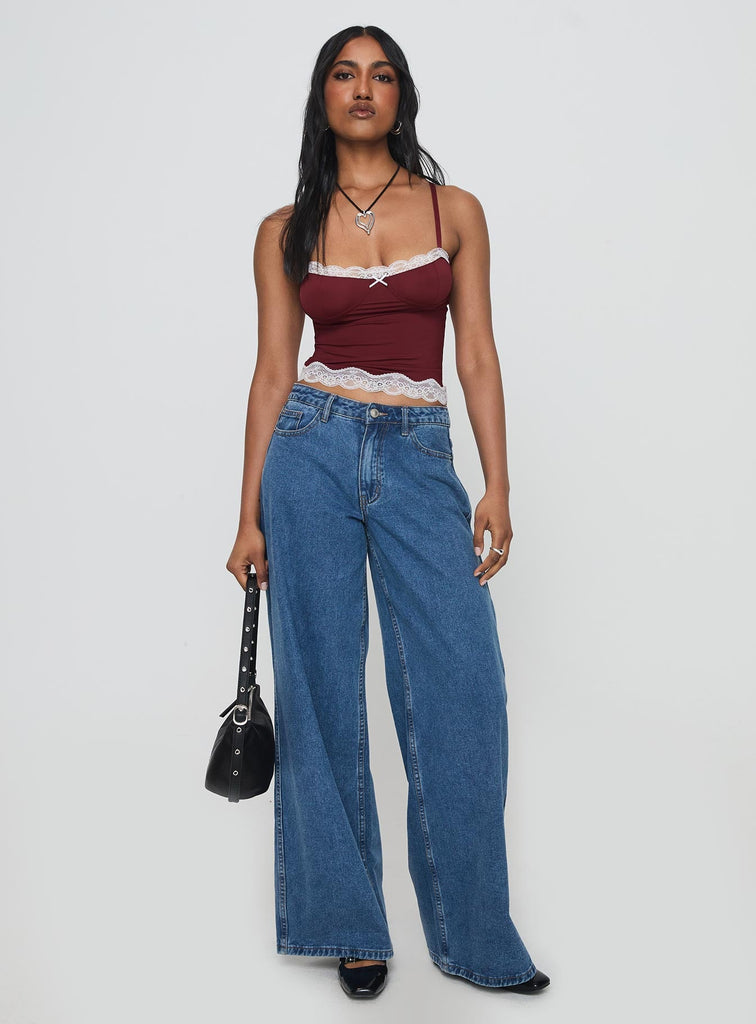 Top Model Cami Burgundy | Princess Polly