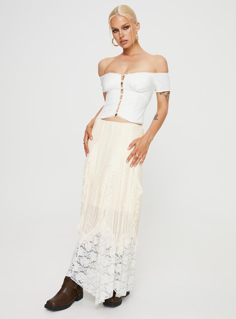 Astryd Lace Maxi Skirt Cream | Princess Polly AU