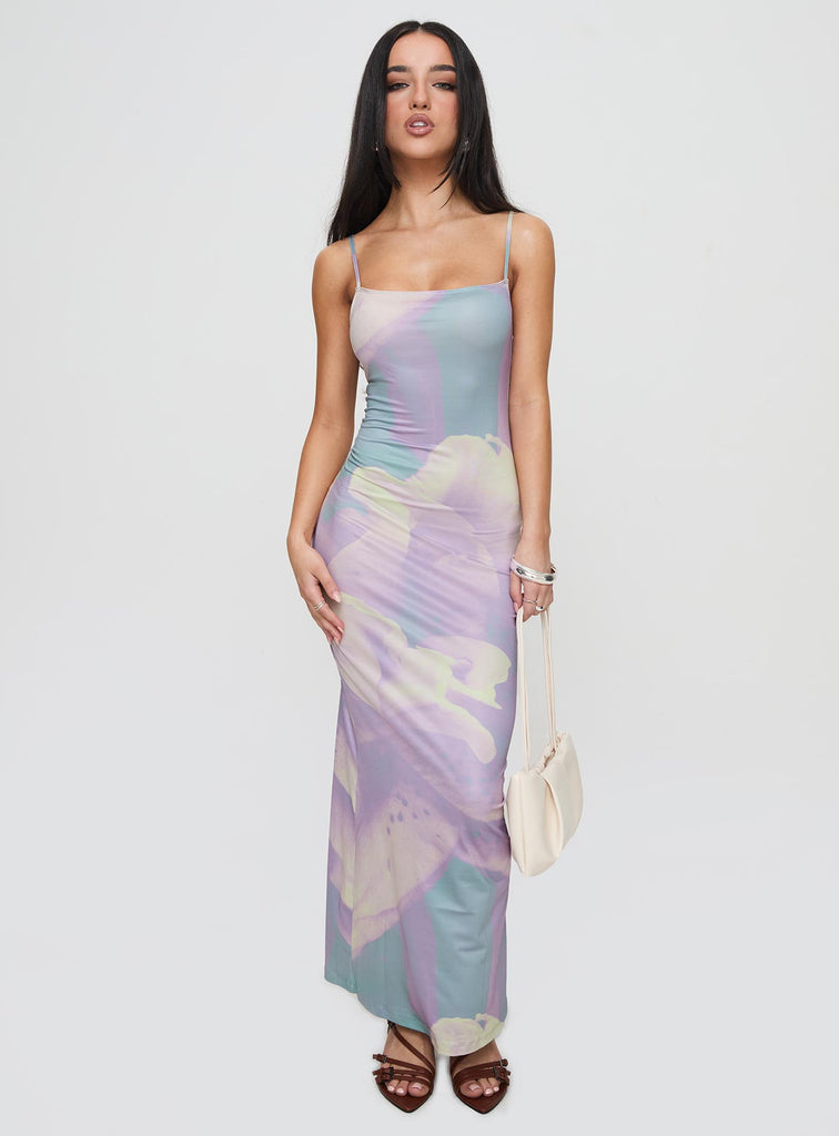 Norila Maxi Dress Slinky Orchid Petals Lilac | Princess Polly AU