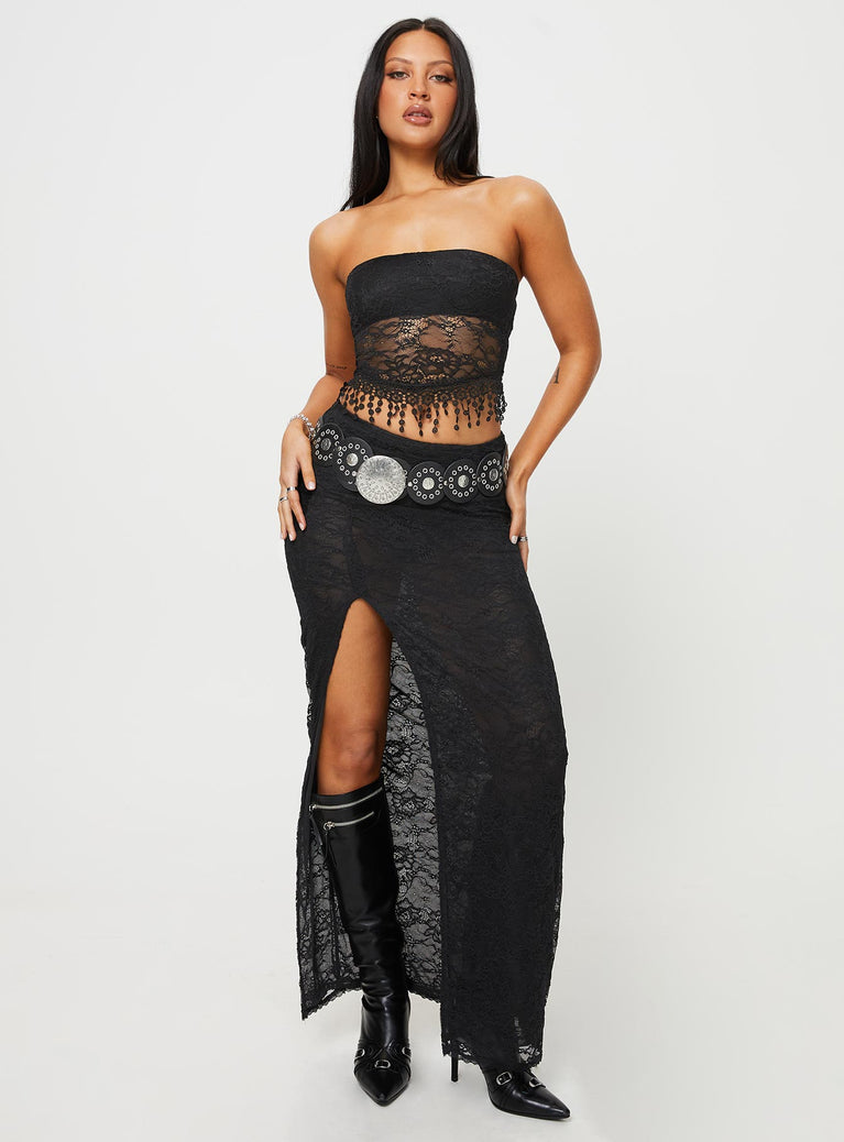 Calathea Strapless Lace Top Black | Princess Polly AU