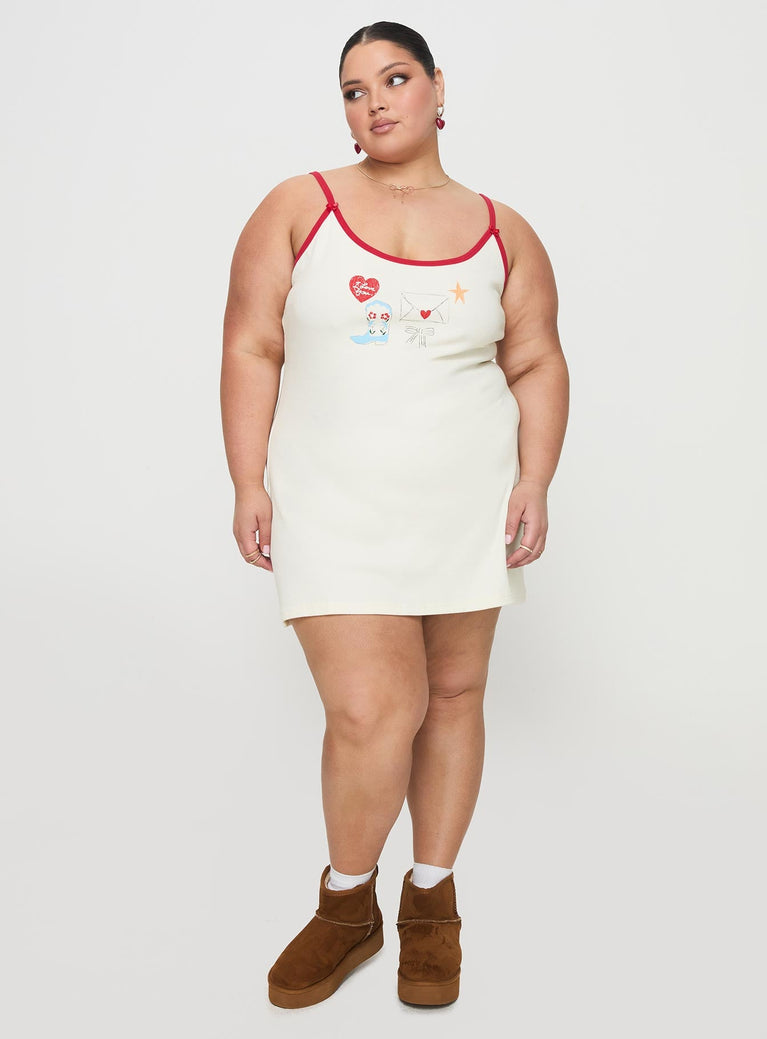 Letters Of Love Rib Sleep Mini Dress Multi Curve | Princess Polly AU