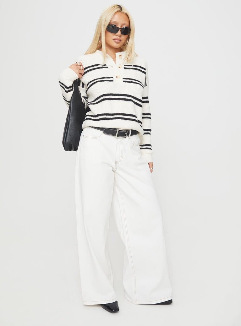 Stortini Stripe Sweater White / Black | Princess Polly AU