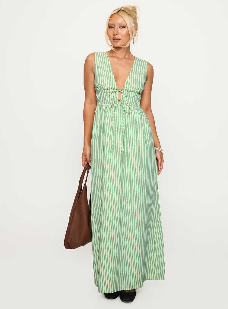 Pokey Maxi Dress Green Stripe | Princess Polly