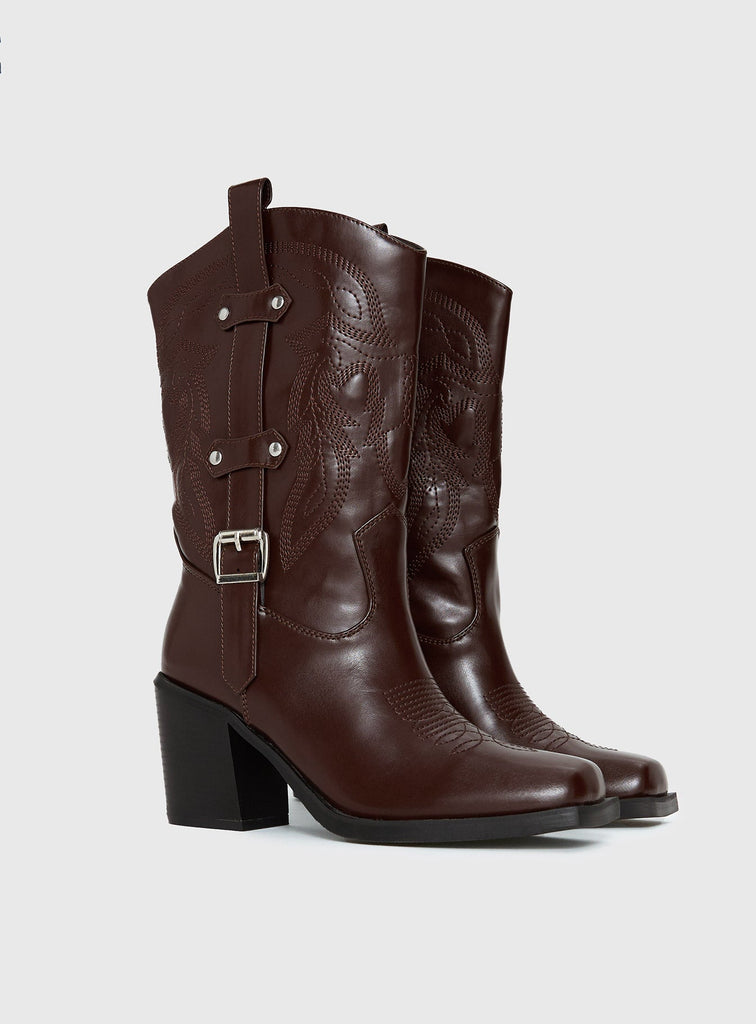 Cypress Western Boots Brown | Princess Polly AU