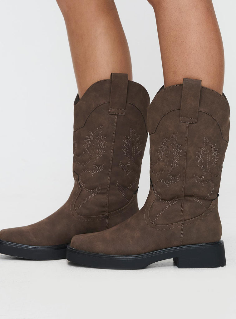 Therapy Envy Cowboy Boots Stone | Princess Polly