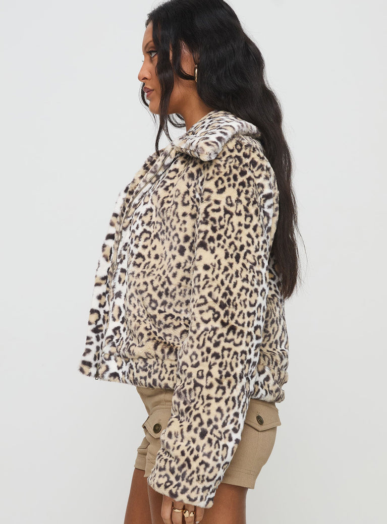 Popstar Jacket Cream Cheetah | Princess Polly AU