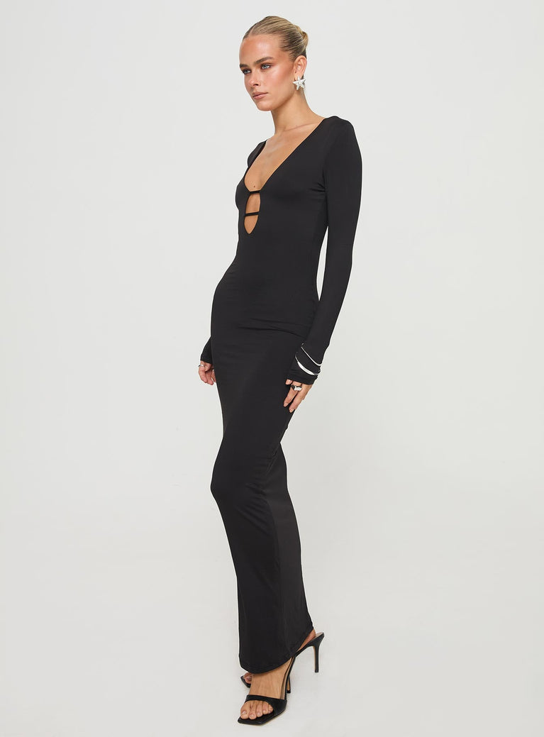 Lasan Long Sleeve Maxi Dress Black | Princess Polly AU