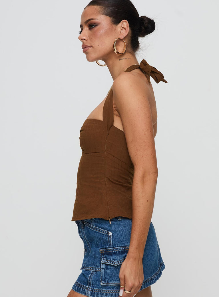 Isabetta Halter Top Chocolate | Princess Polly AU