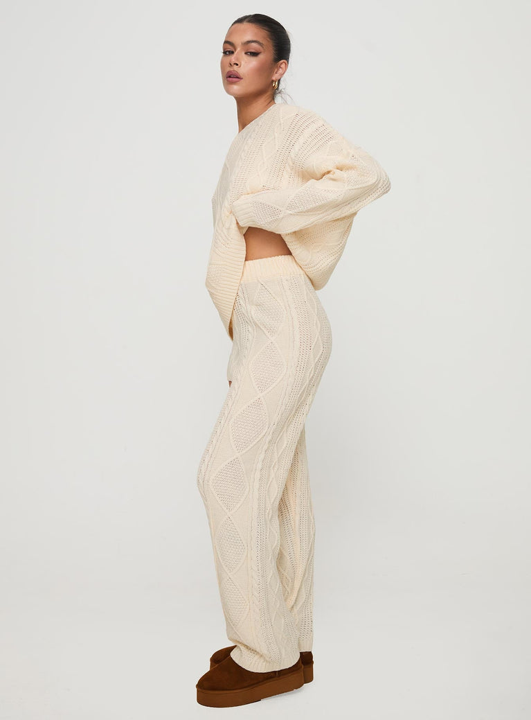Homey Cable Knit Pants Cream | Princess Polly AU