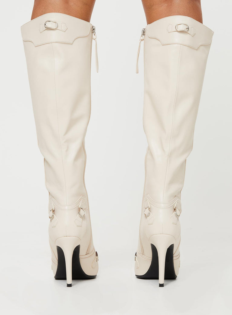 Regal Knee High Boots Bone | Princess Polly AU