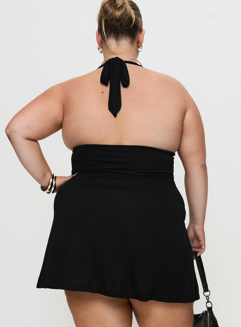 Tinisie Halter Mini Dress Black Curve | Princess Polly AU