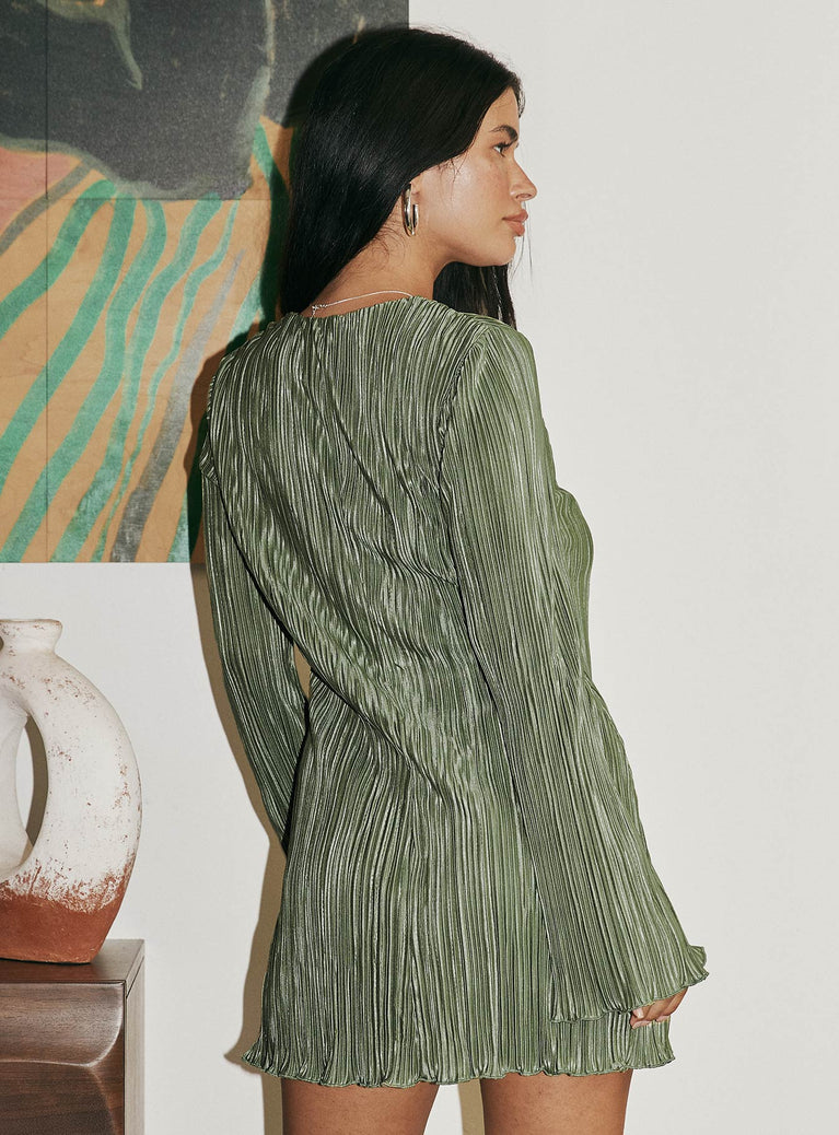 Malop Long Sleeve Mini Dress Sage | Princess Polly AU