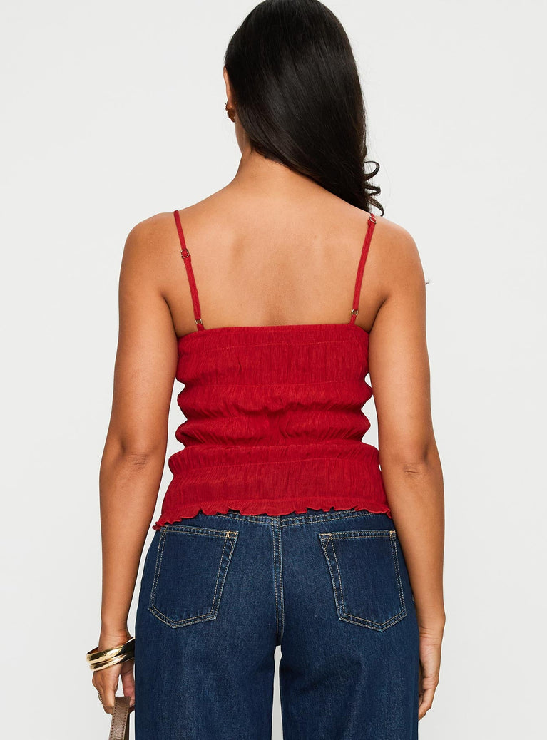 Money Maker Ruched Cami Top Red | Princess Polly AU