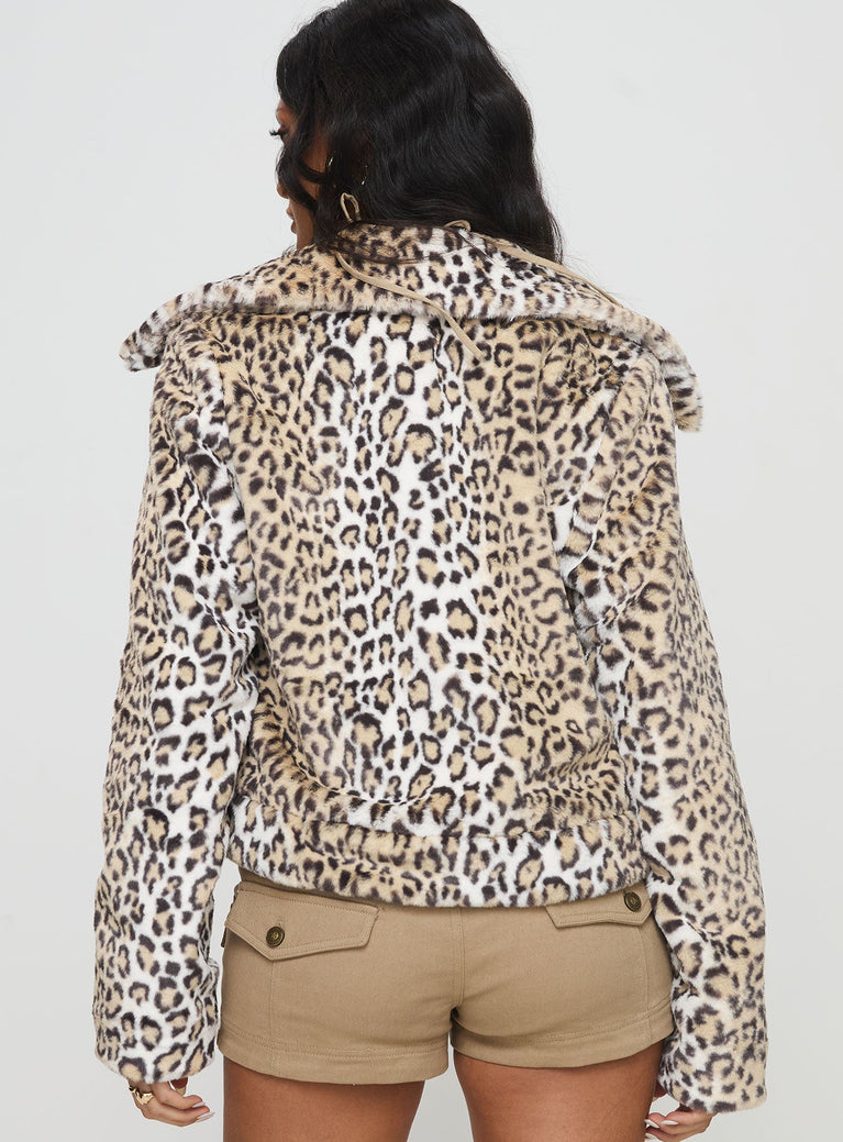 Popstar Jacket Cream Cheetah | Princess Polly AU