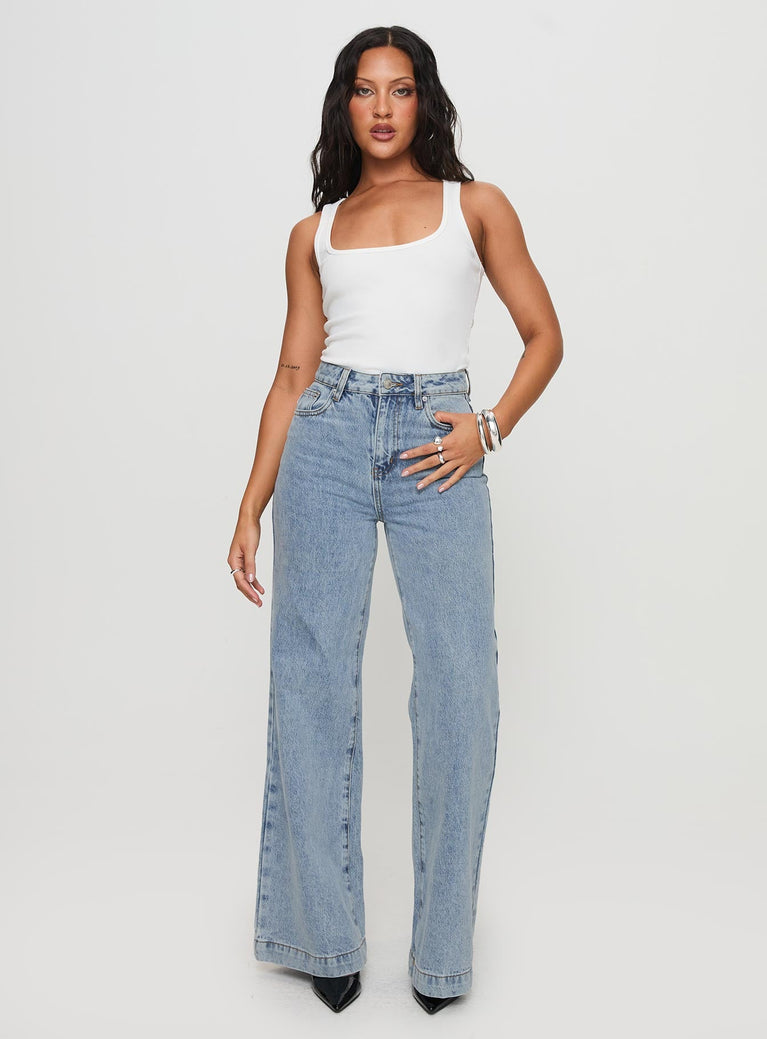 Goldie High Wide Jean Light Wash | Princess Polly AU