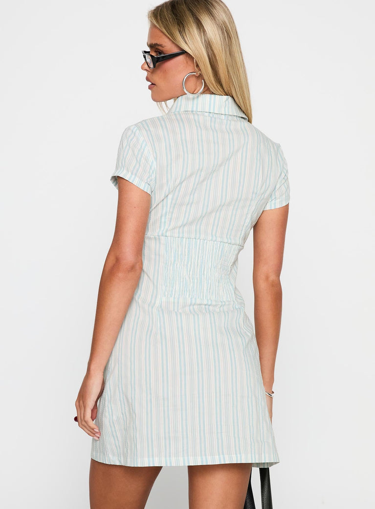 Motley Mini Dress Blue / White Stripe | Princess Polly AU