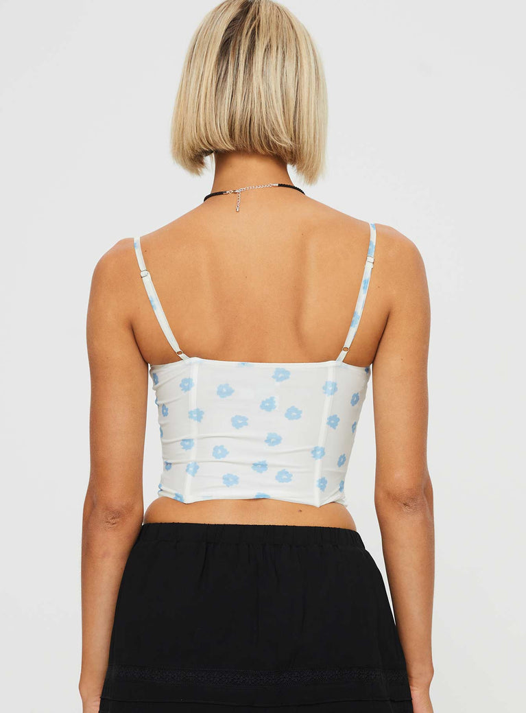 Headley Corset Top White / Blue | Princess Polly AU