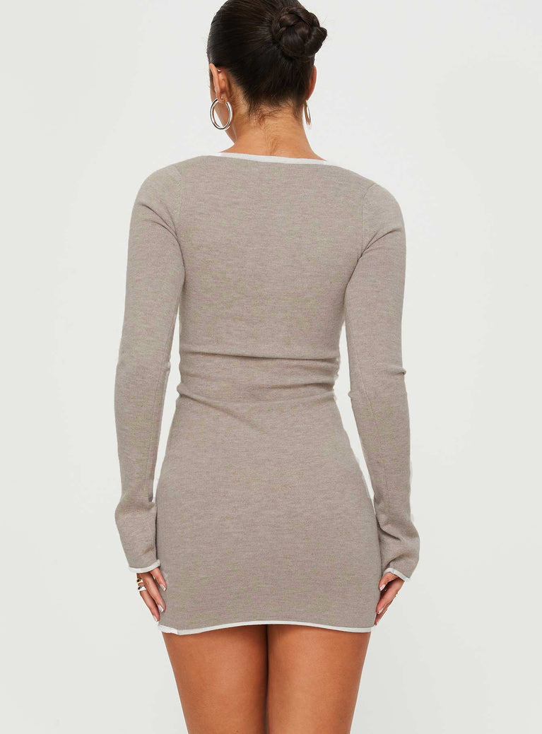 Rutter Long Sleeve Mini Dress Grey | Princess Polly AU
