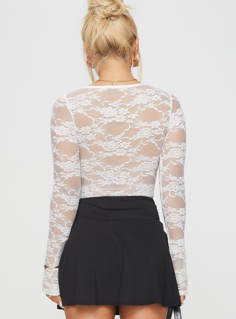Feelix Long Sleeve Lace Bodysuit White | Princess Polly AU
