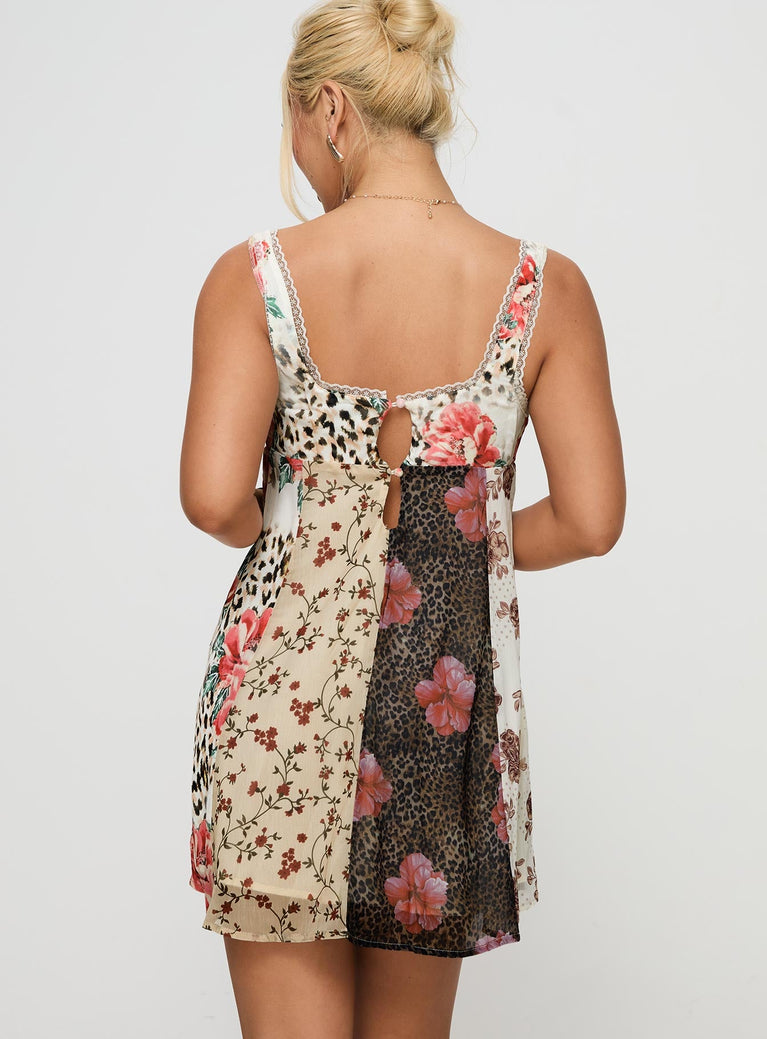 Botanicals Patchwork Mini Dress Multi | Princess Polly AU
