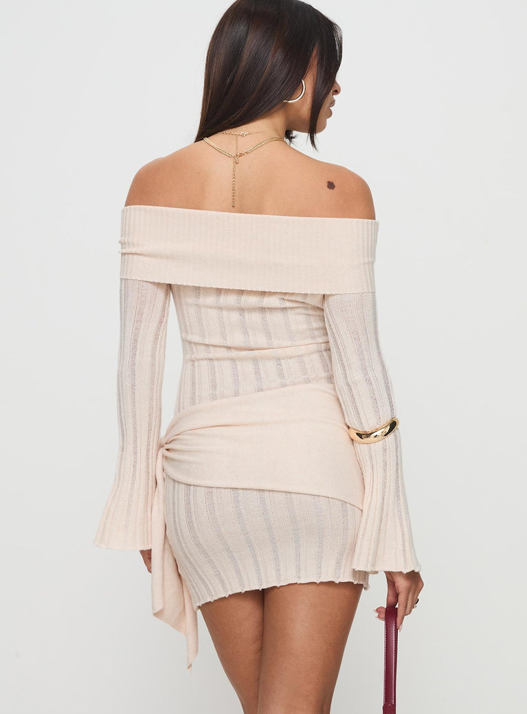 Oalie Off The Shoulder Mini Dress Cream
