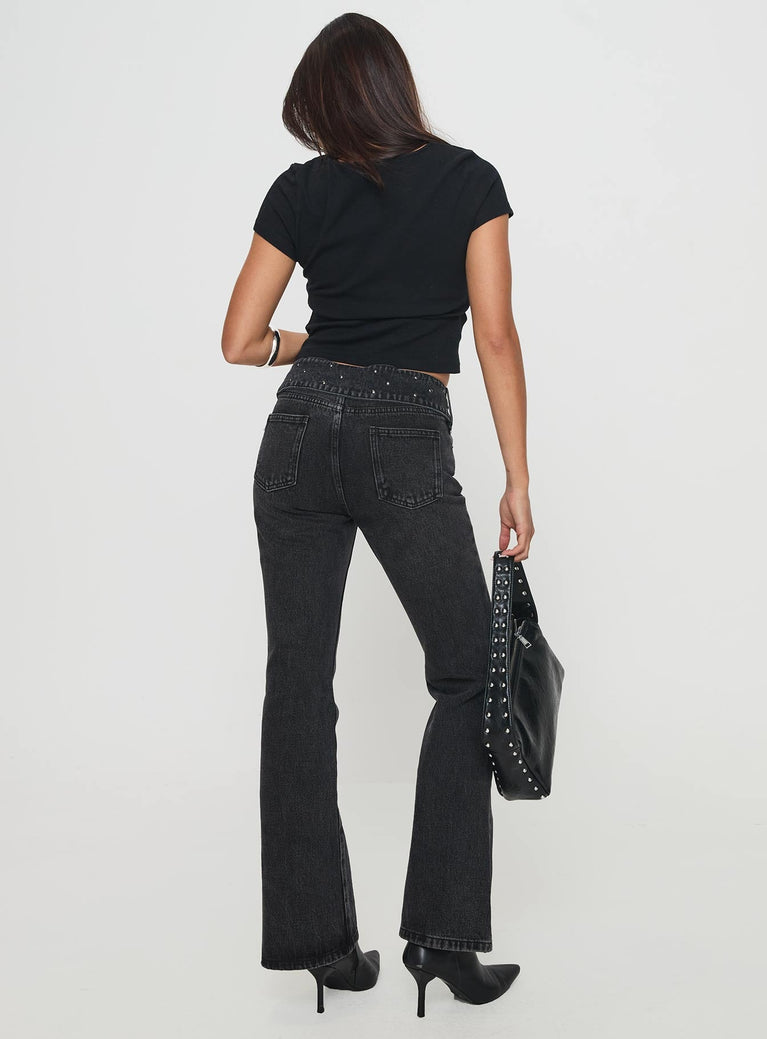 Peralto Flared Jeans Washed Black | Princess Polly AU