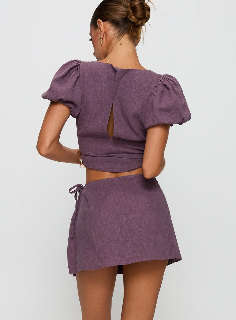 Gulliver Tie Side Mini Skort Mauve | Princess Polly AU