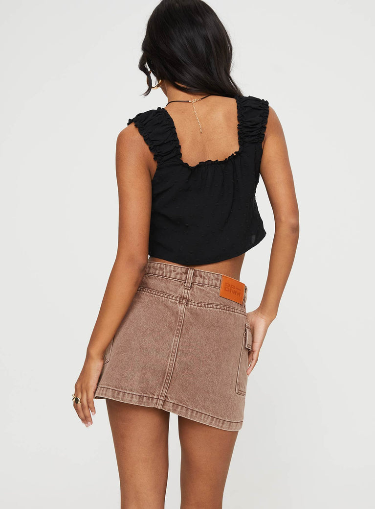 Zakai Cargo Denim Mini Skirt Brown | Princess Polly AU