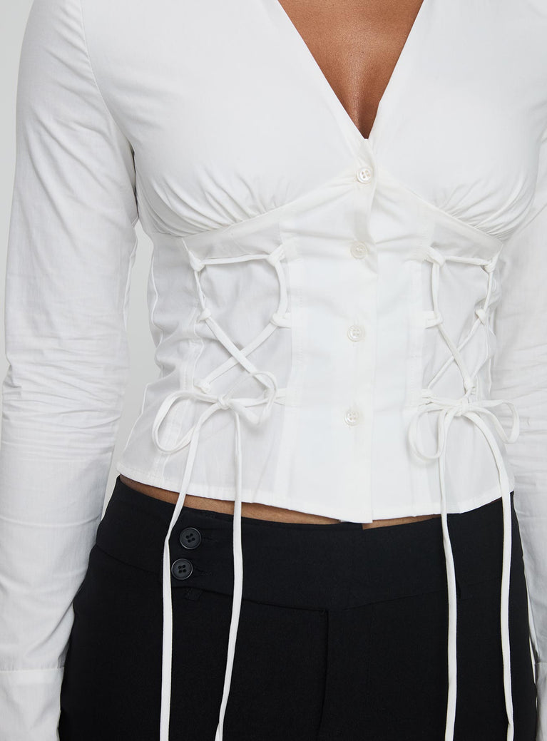 Tied To You Long Sleeve Top White | Princess Polly AU