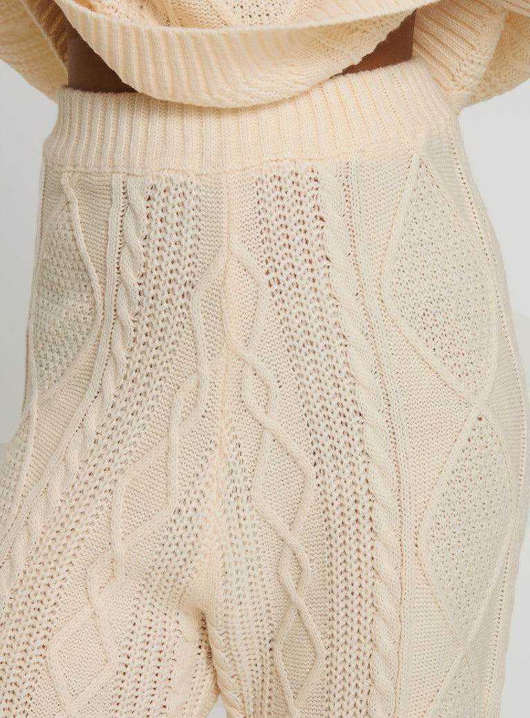 Homey Cable Knit Pants Cream | Princess Polly AU
